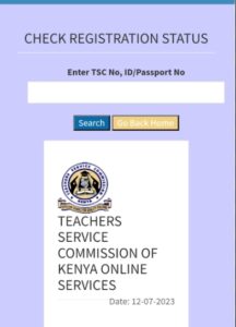 Online TSC Number Application.